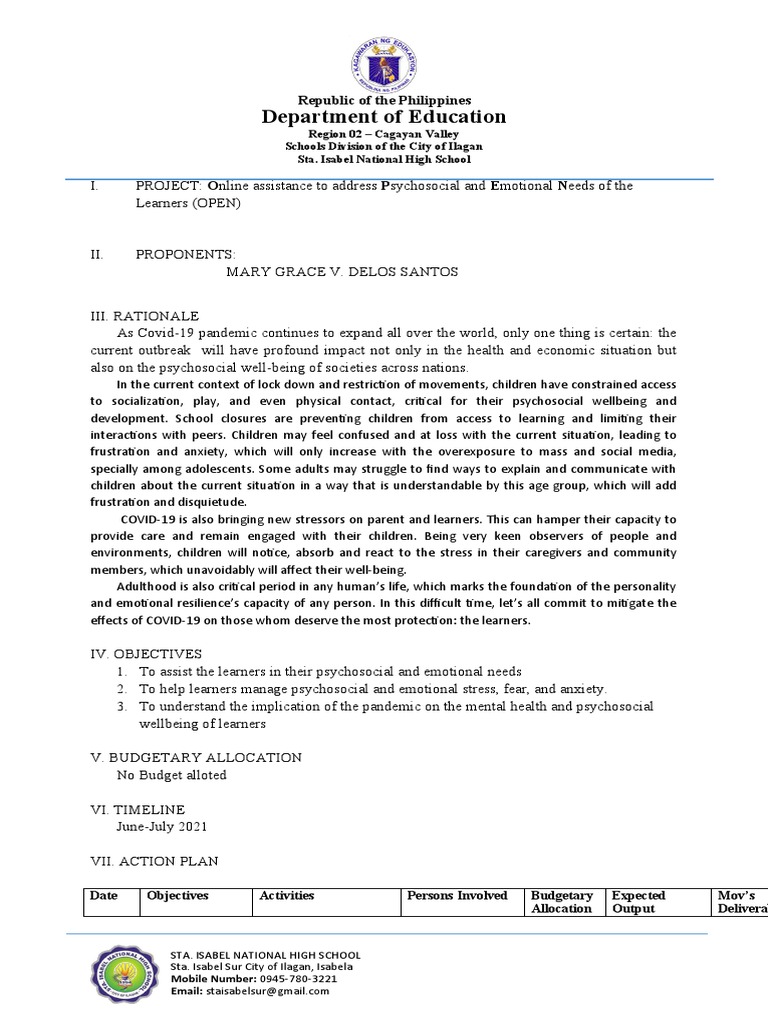 Project Open Proposal | PDF | Psychosocial | Psychological Resilience