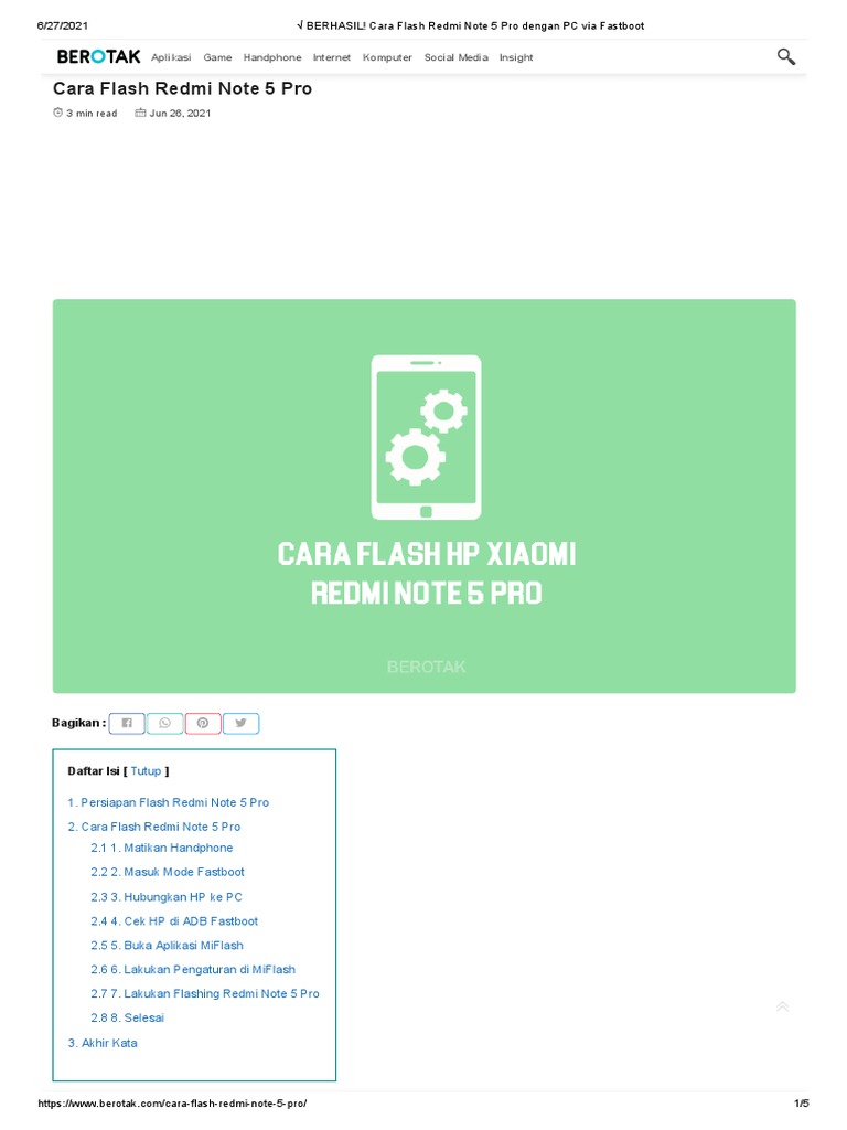 Tutorial Cara Flash Redmi Note 5 Pro Dengan PC Via Fastboot | PDF | Bisnis | Komputer