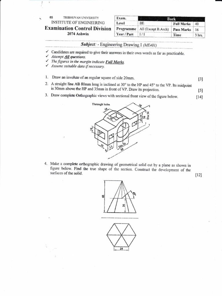 Engineering Drawing I | PDF | Geometric Measurement | Differential Geometry