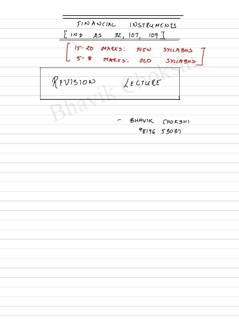 Ind AS 109 - Summary Lecture - Board Notes | PDF