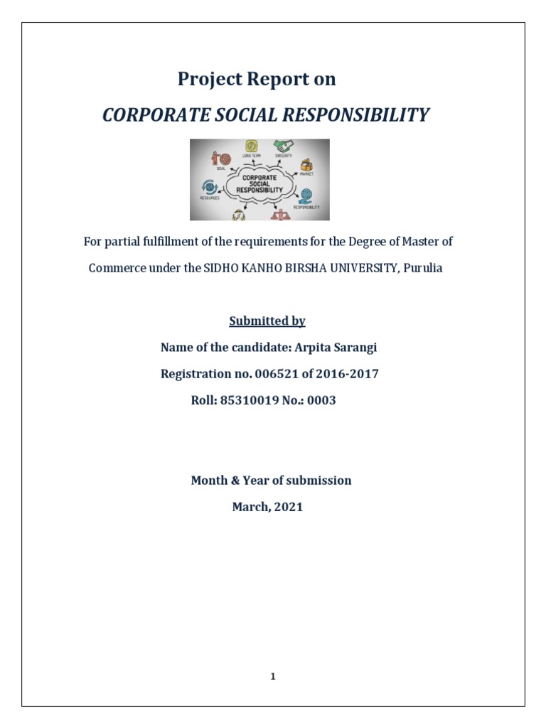 Corporate Social Responsibility: Project Report On | PDF | Corporate ...