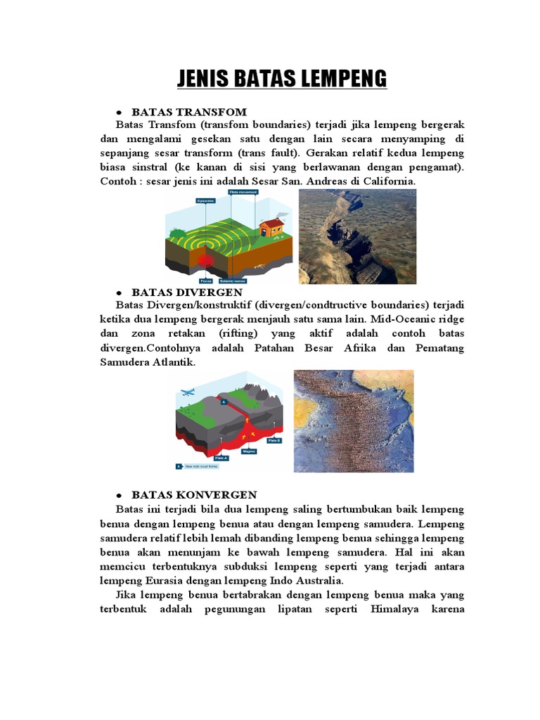 Jenis Batas Lempeng: Transform, Divergen, Konvergen | PDF