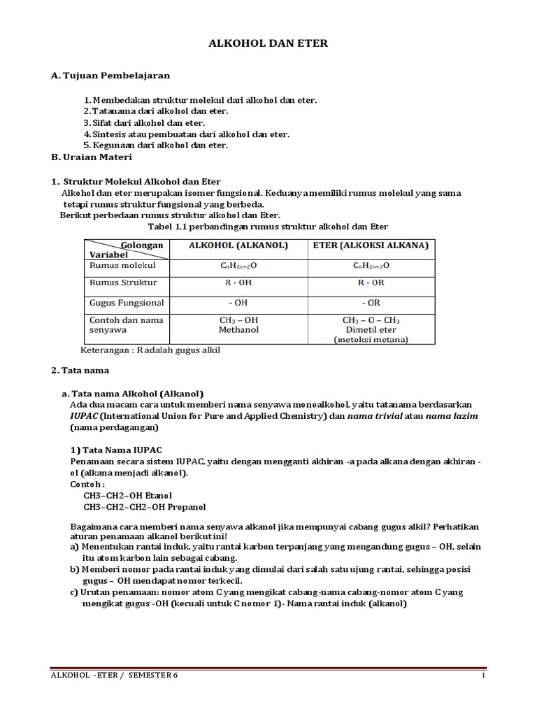 Alkohol Dan Eter | PDF