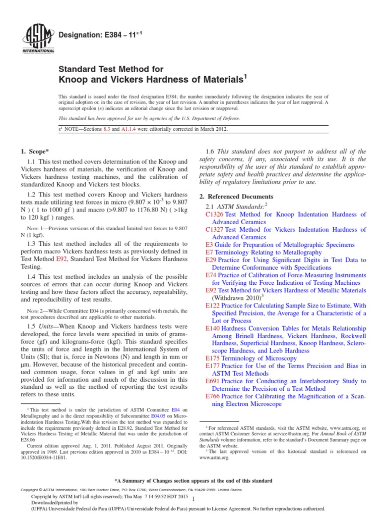 Astm E384 | PDF | Tests | Materials Science