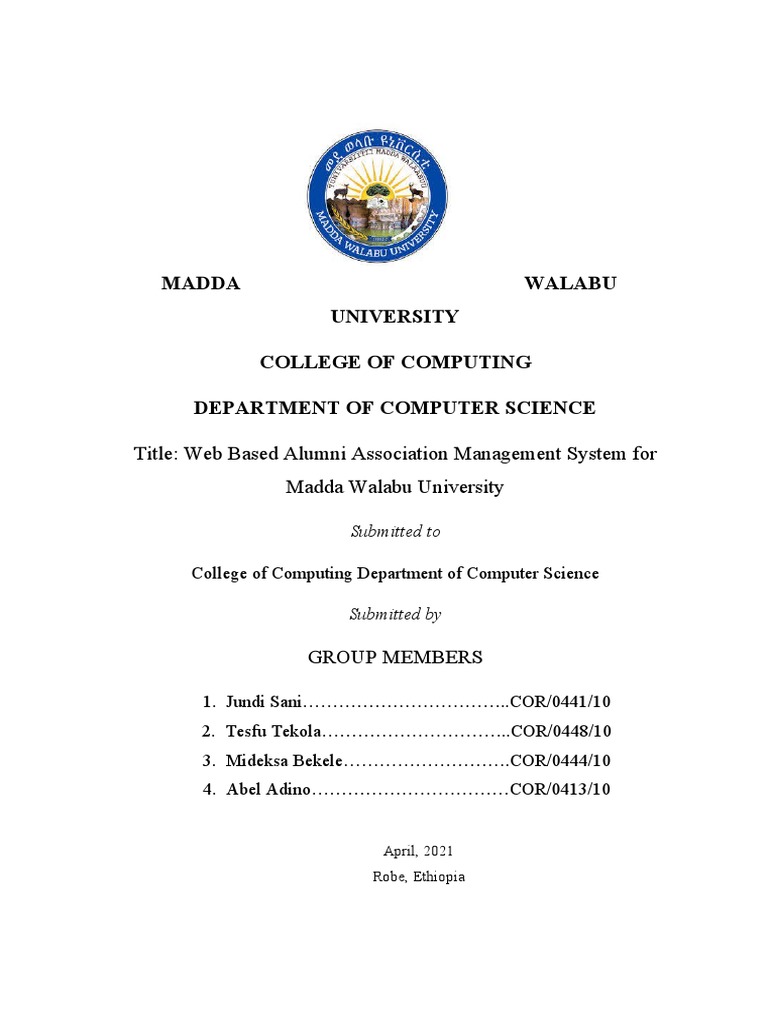 Madda Walabu University Alumni Association System by G12 | PDF | Feasibility Study | Risk Management