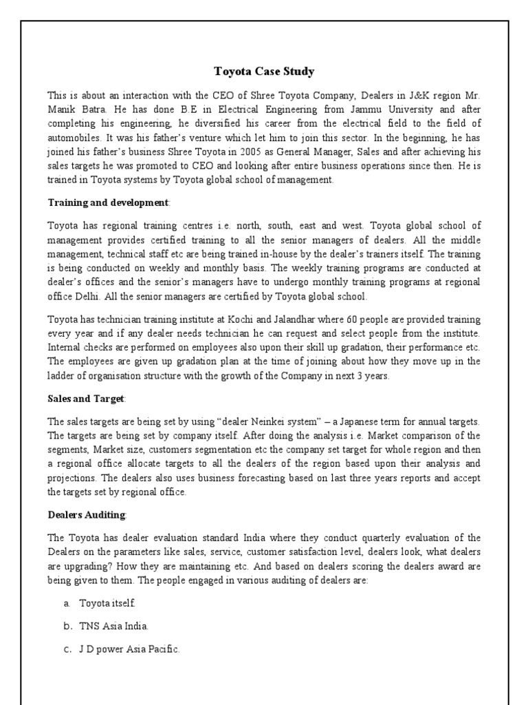 Toyota Case Study: Training and Development | PDF | Advertising | Retail