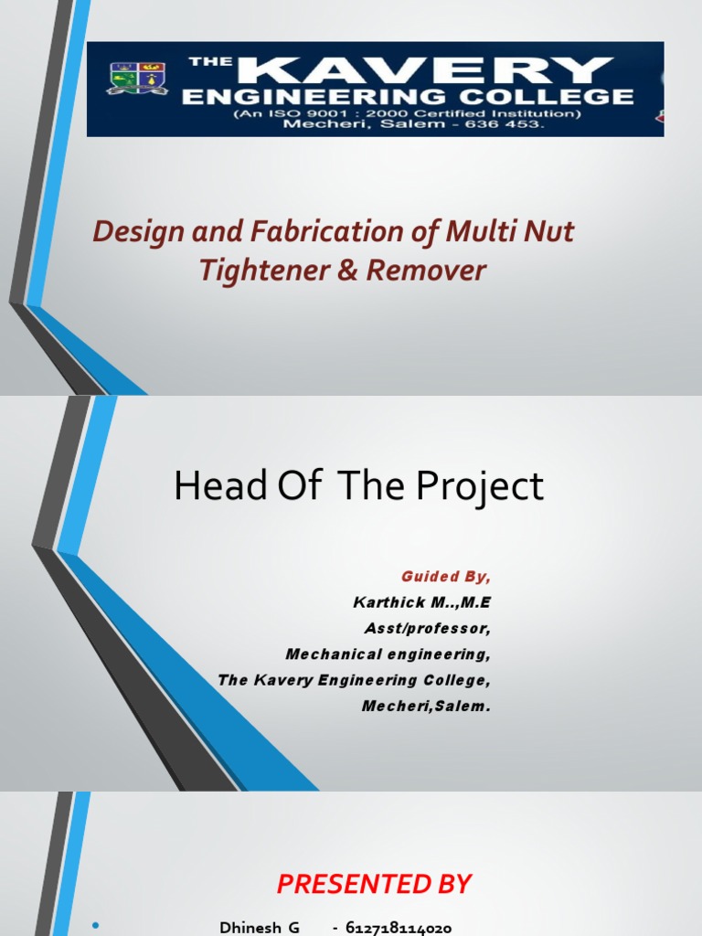 Multi Nut Tightener & Remover Design | PDF | Gear | Nut (Hardware)