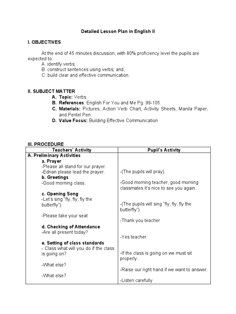 Final Detailed Lesson Plan in English TACULOD JHONRAY C. 3 BEED B | PDF ...