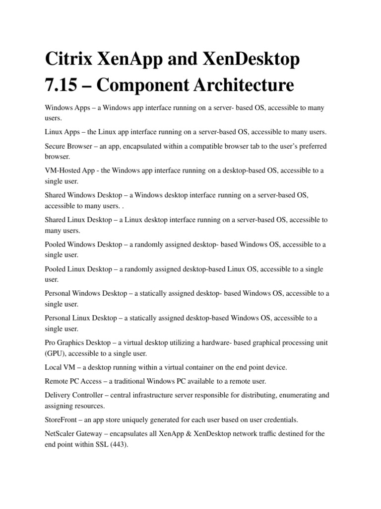 Citrix XenApp and XenDesktop 7.15 - Poster | PDF | Citrix Systems | Cloud Computing