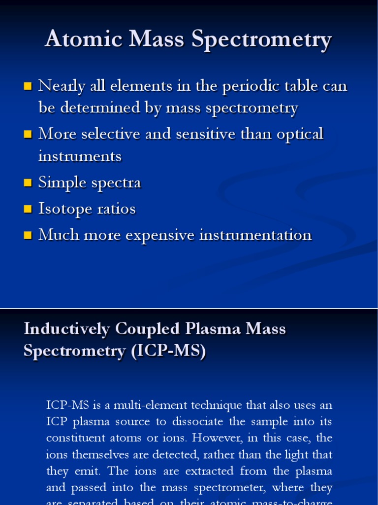 Instrumental Lecture 7-ICP-MS | PDF | Mass Spectrometry | Atoms
