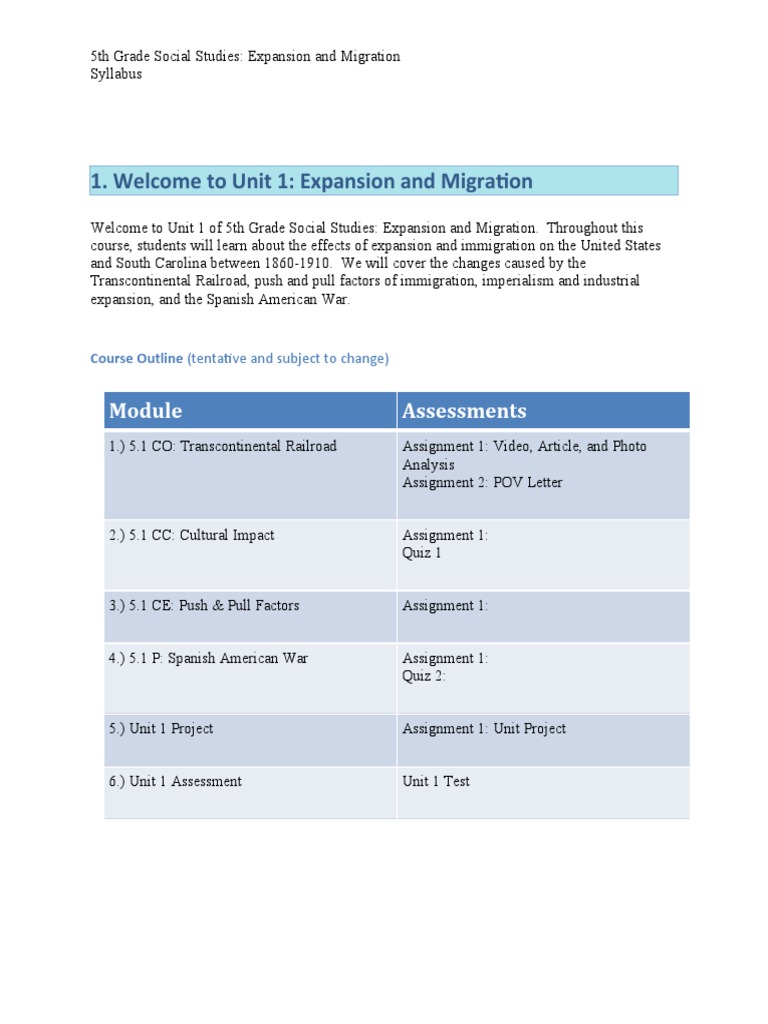 5th Grade Expansion and Migration Course | PDF | Educational Technology ...