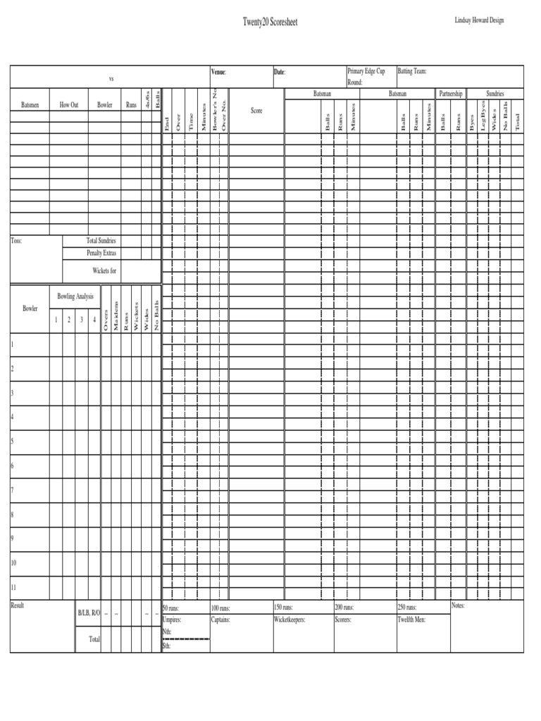 Twenty20 Scoresheet 2 | PDF | Teams | Ball Games