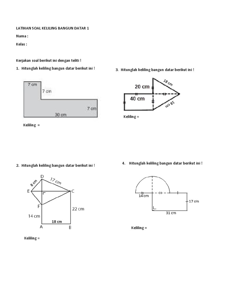 Latihan Soal Keliling Bangun Datar Gabungan | PDF