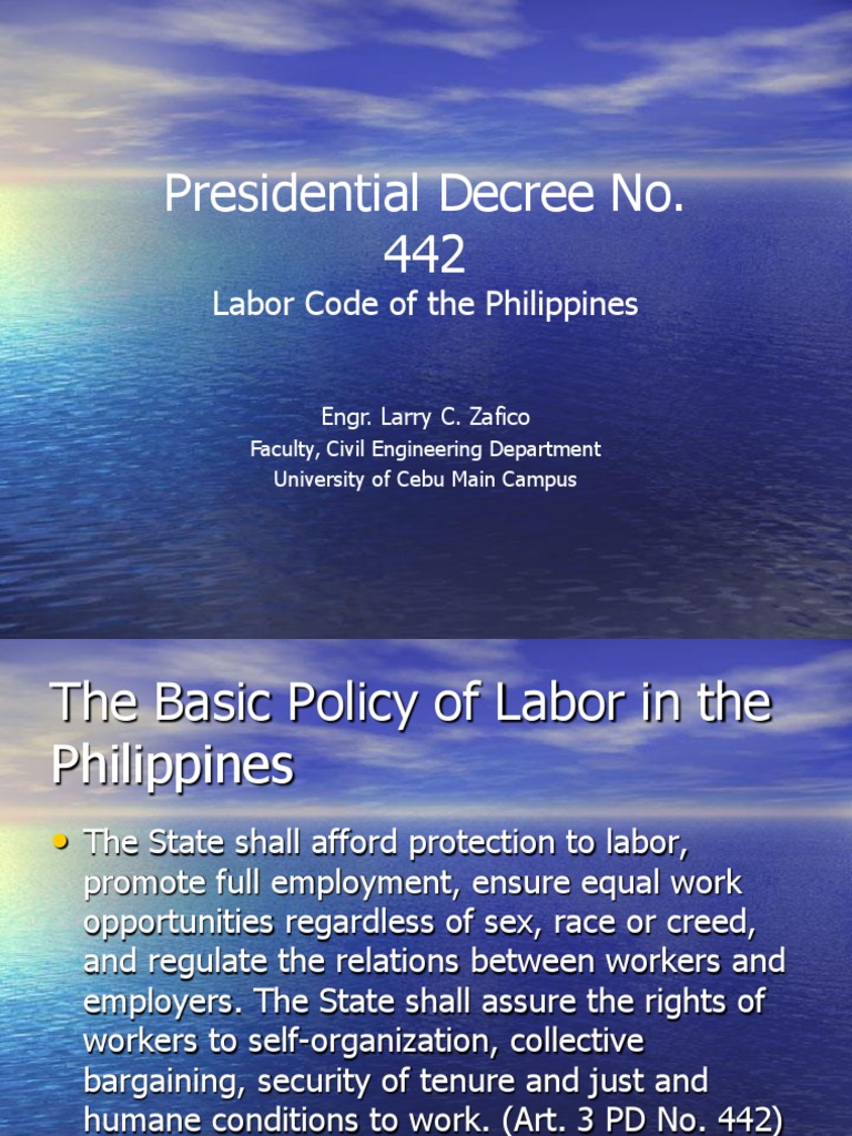 Presidential Decree No. 442: Labor Code of The Philippines | PDF ...