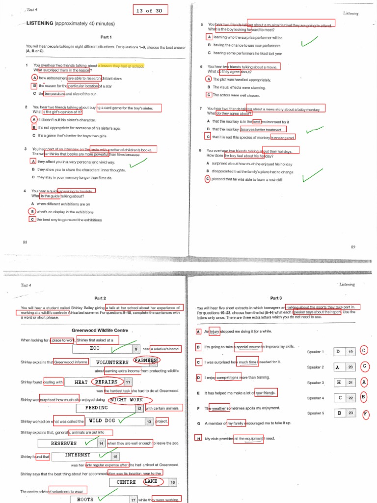 B2 Listening FCE For Schools 1 Test 4 Questions | PDF