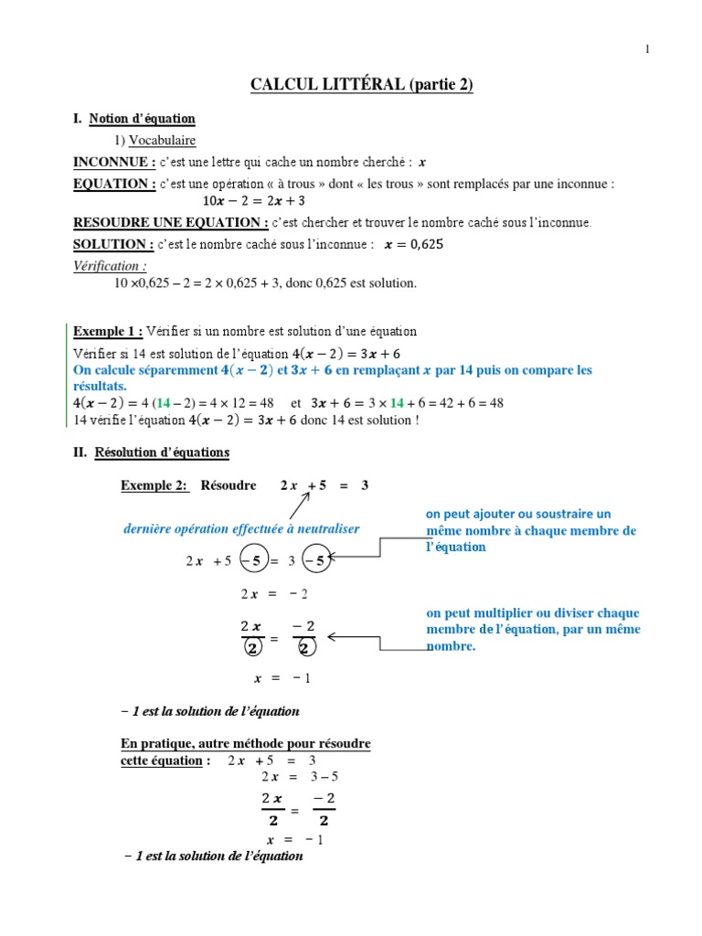 Cours (Calcul Littéral Partie2) 3ème | Download Free PDF | Inégalité ...