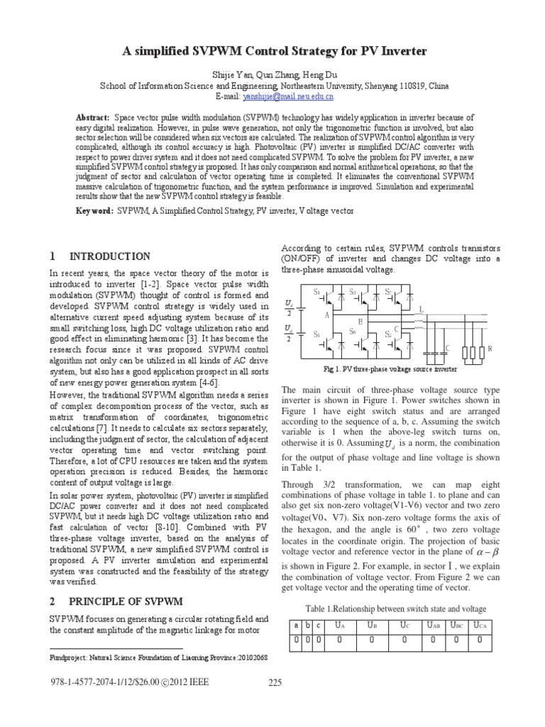 Simplified SVPWM for PV Inverters | PDF | Power Inverter | Photovoltaics