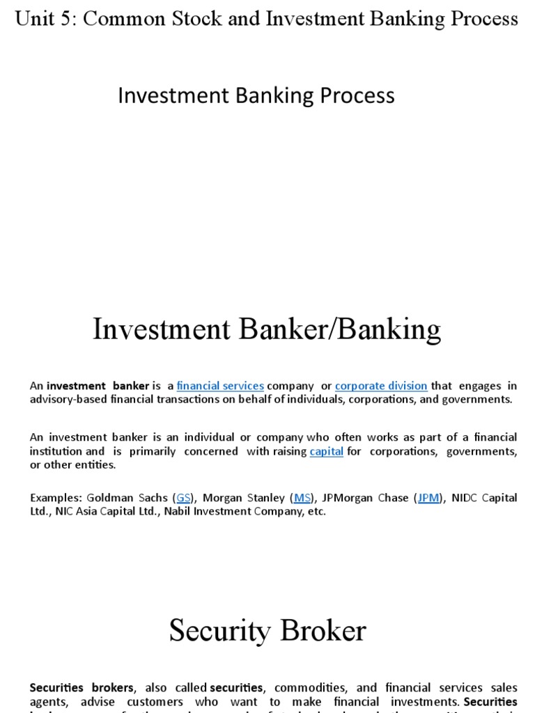 Investment Banking | PDF | Investment Banking | Securities (Finance)