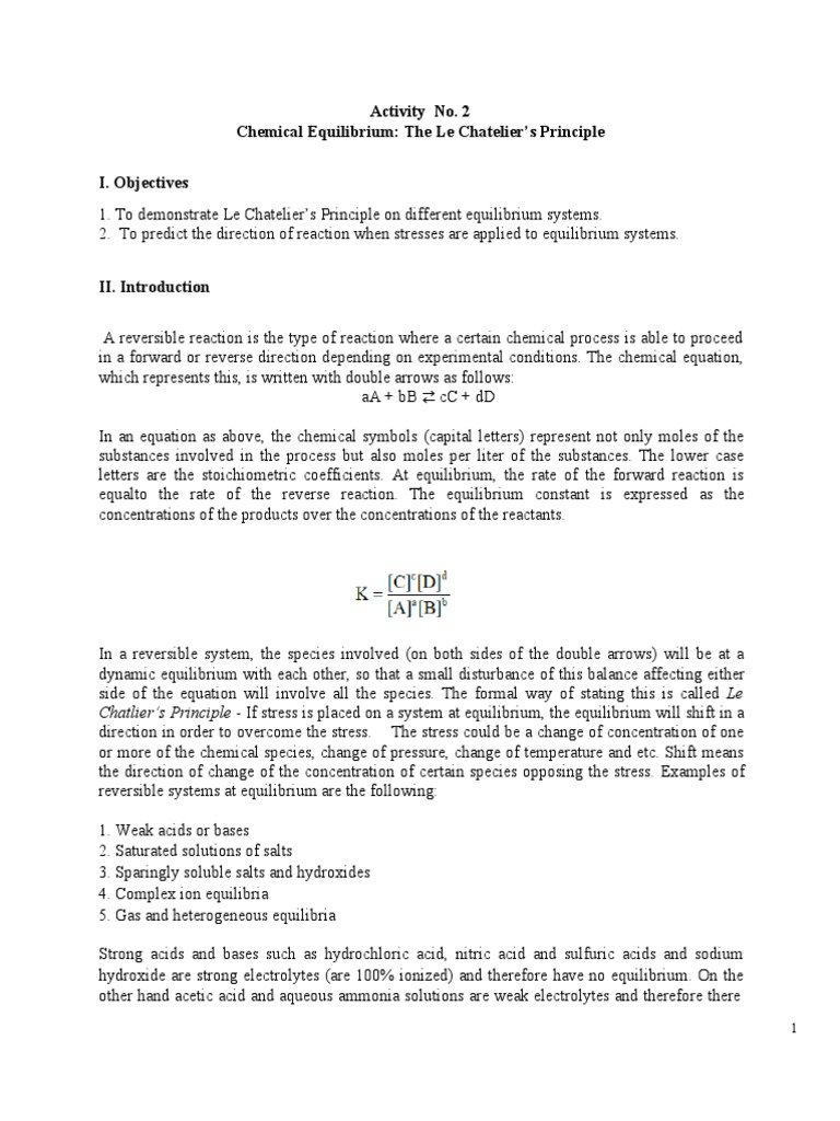 Lab Activity 2 Sheet | PDF | Chemical Equilibrium | Reaction Rate