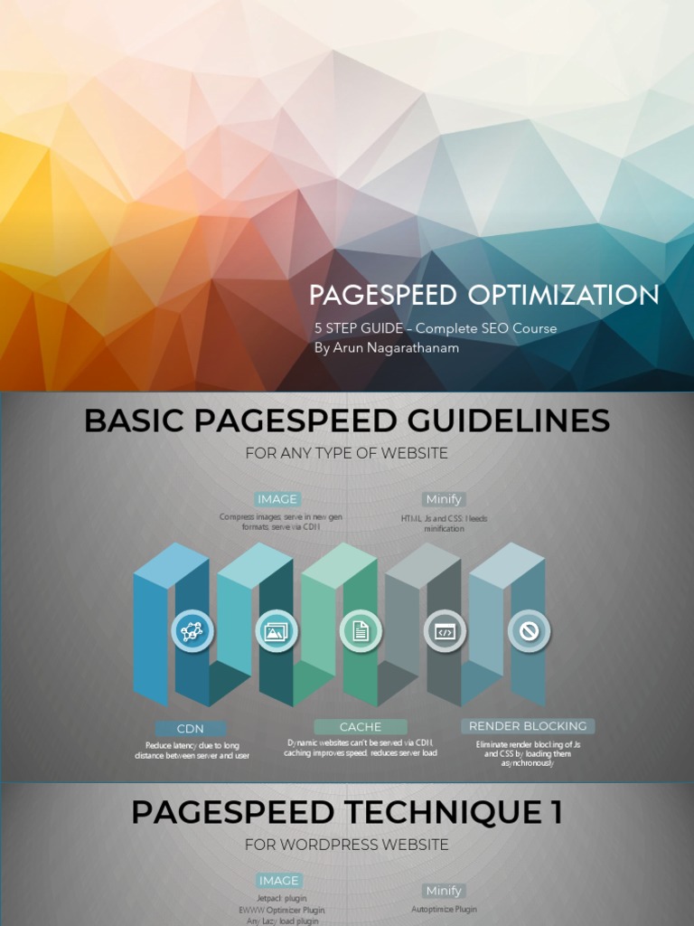 Pagespeed Optimization: 5 STEP GUIDE - Complete SEO Course by Arun Nagarathanam | PDF