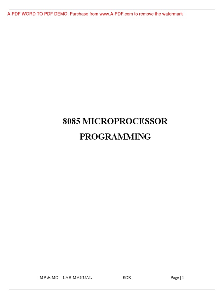 8085 Microprocessor Programming | PDF | Central Processing Unit | Computer Data