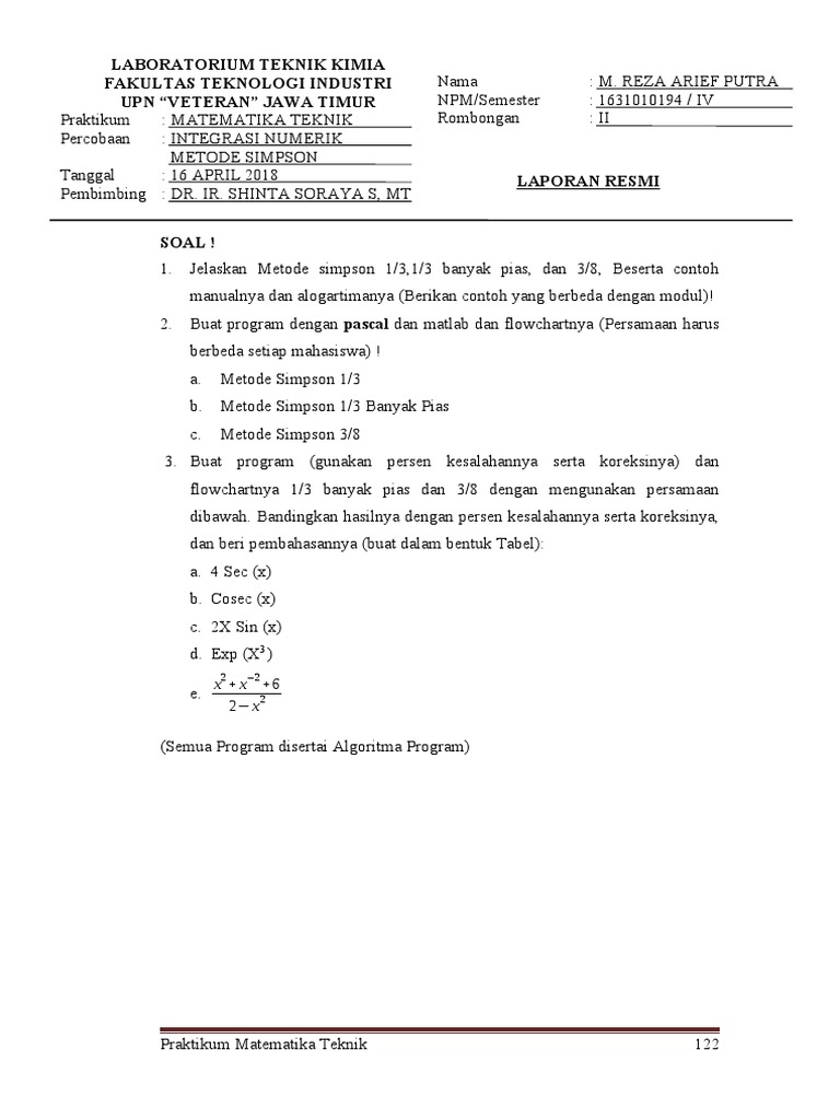 Lapres 5 Matematika Teknik | PDF