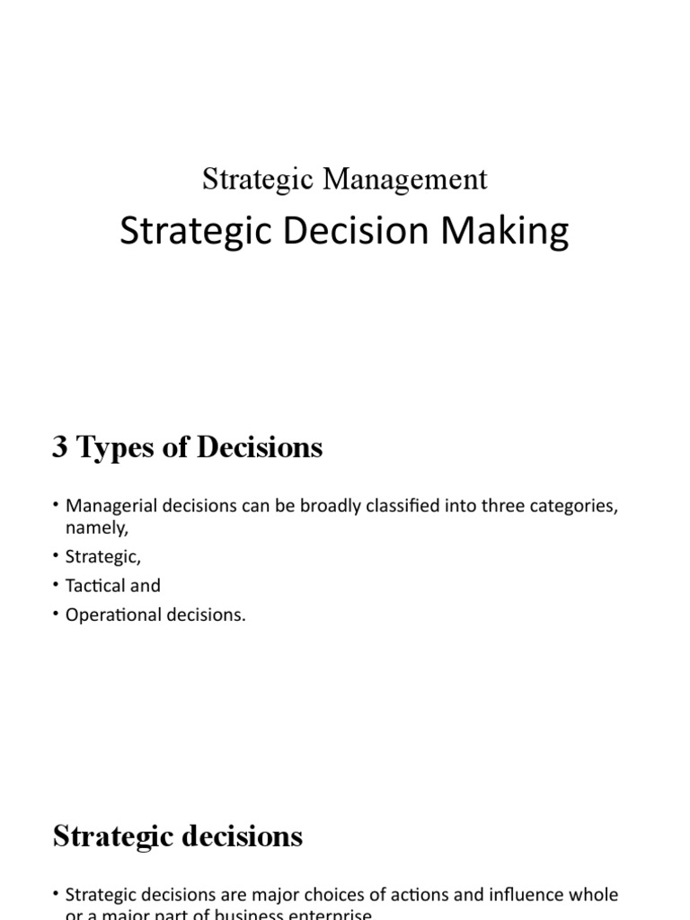 Strategic Decision-Making | PDF | Career & Growth | Business