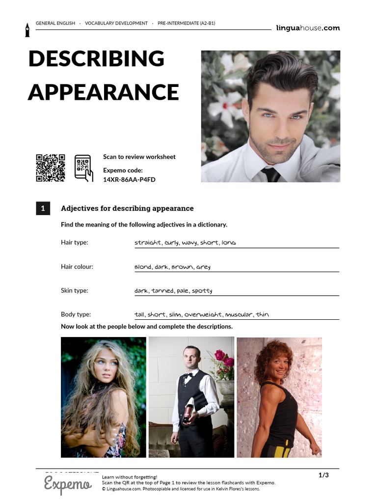 Adjectives For Describing Appearance | PDF | Hair | Linguistics