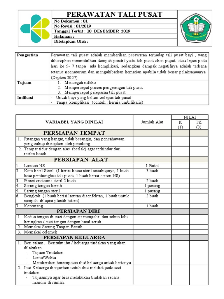 SOP Perawatan Tali Pusat Bayi | PDF | Kesehatan Holistik