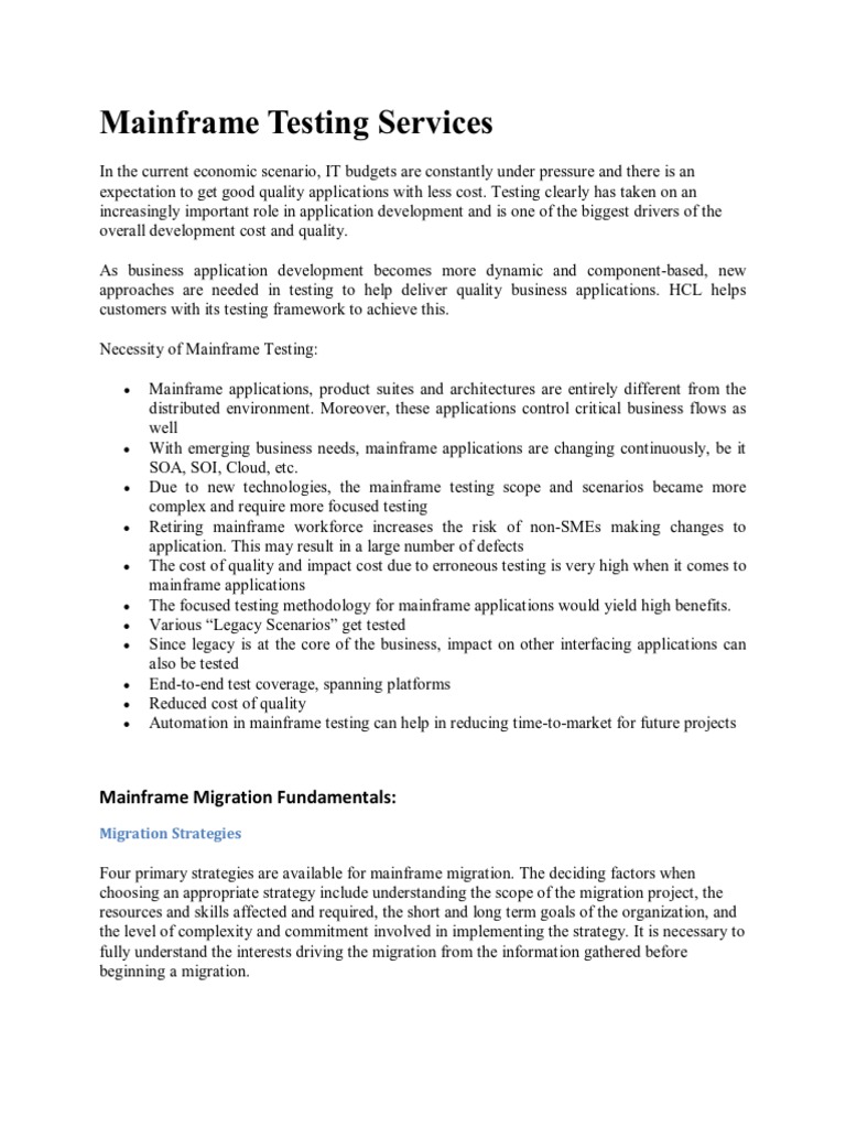Mainframe Testing Notes | PDF