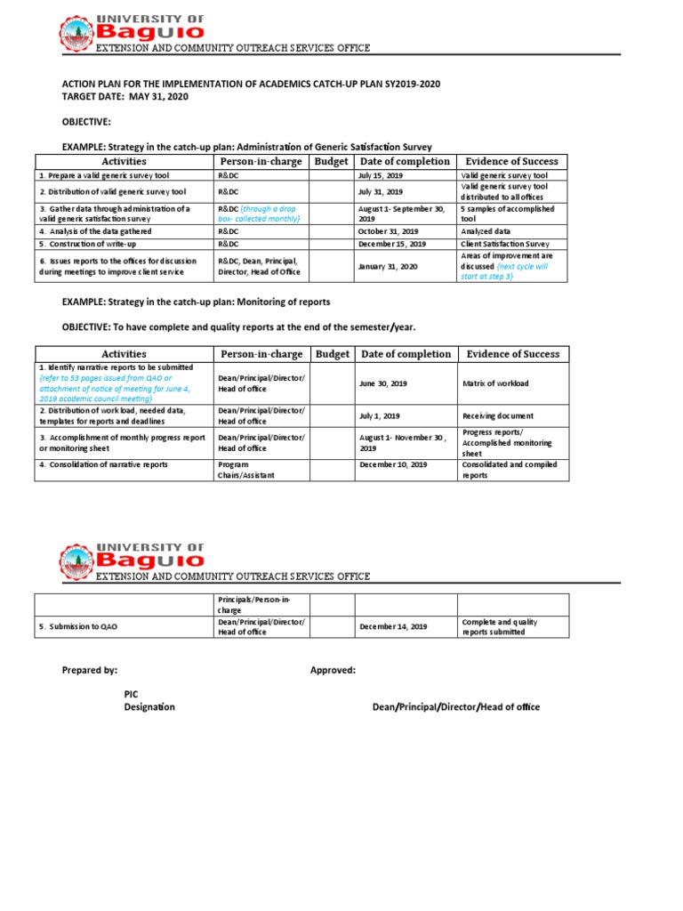 Implementing an Academic Catch-Up Plan: A Strategic Action Plan for Monitoring Reports and ...