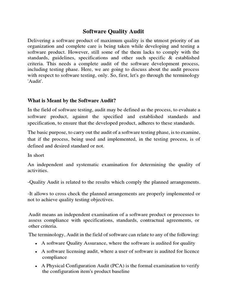 Software Quality Audit | PDF | Software Testing | Audit