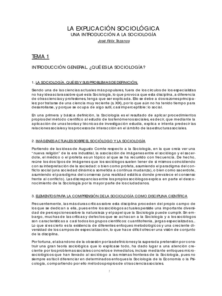 La Explicación Sociológica - José Félix Tezanos (2004) | PDF | Emile Durkheim | Sociología