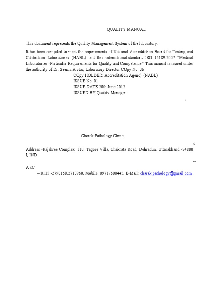 Quality Manual | PDF | Quality Management System | Laboratories