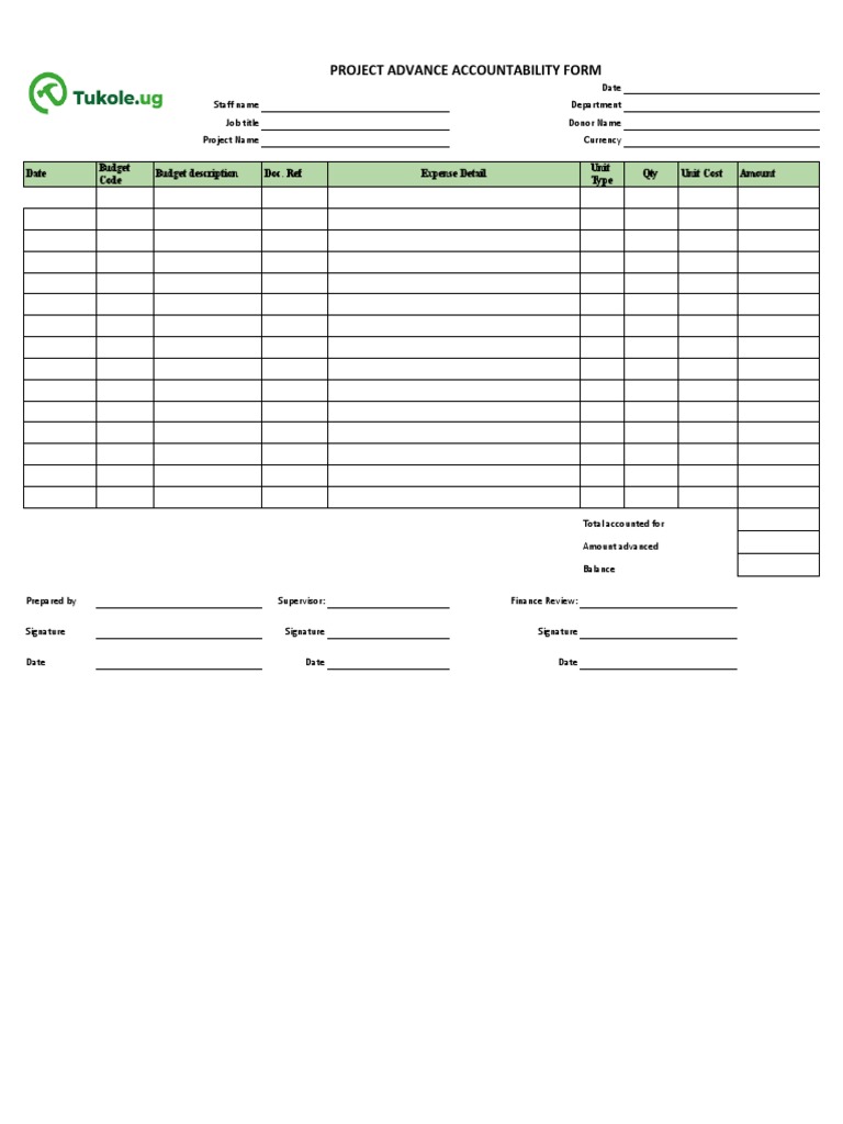 Project Advance Accountability Form | PDF