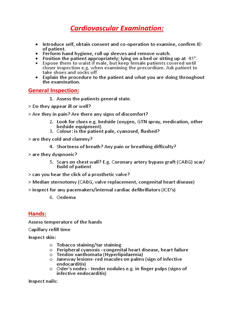 Cardiovascular Examination:: General Inspection | Download Free PDF ...