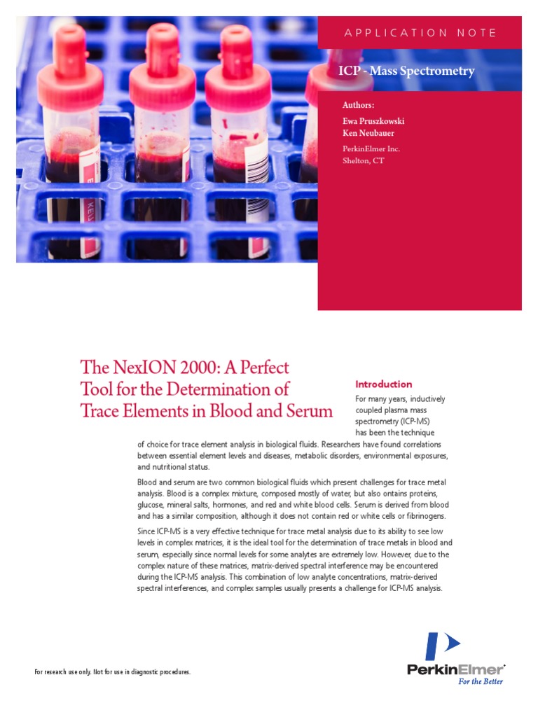 PKI - AN - 2017 - NexION 2000 ICPMS Trace Elements in Blood+Serum | PDF ...