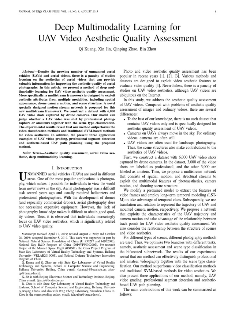 Deep Multimodality Learning For UAV Video Aesthetic Quality Assessment ...