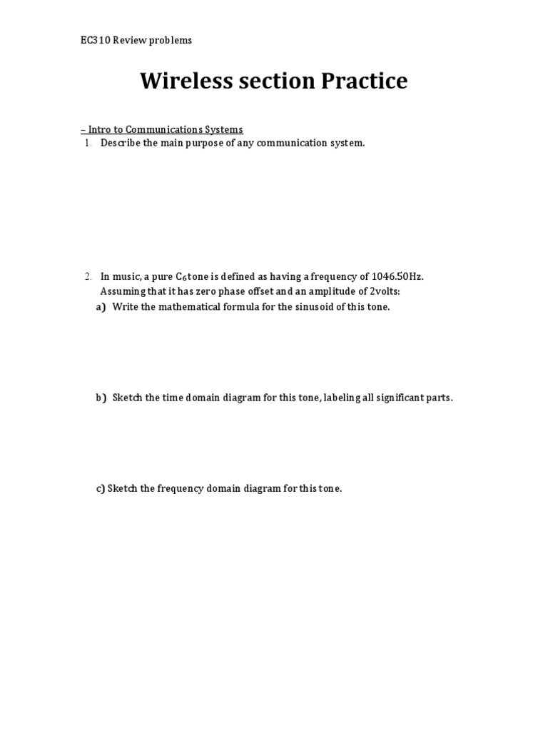 Wireless Section Practice | PDF | Antenna (Radio) | Frequency Modulation
