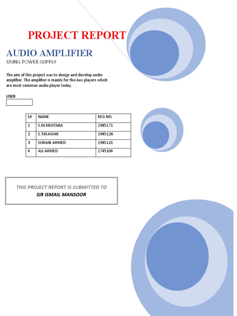 Project Report: Audio Amplifier | PDF | Amplifier | Loudspeaker