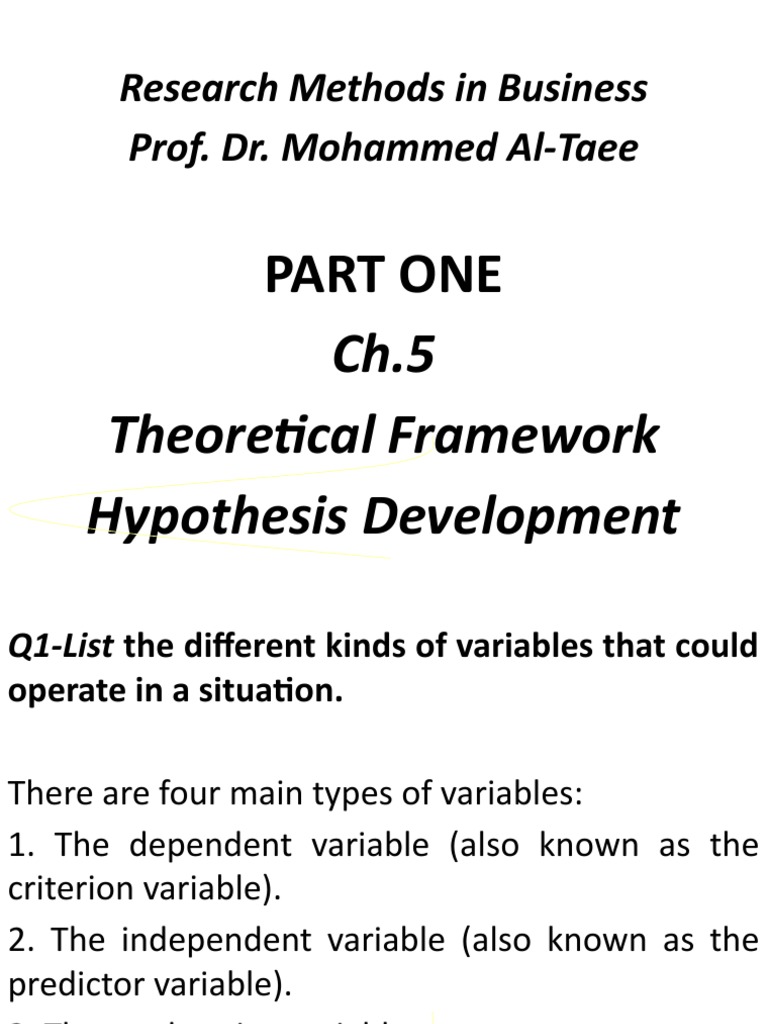 Part 1-ch .5 | PDF | Hypothesis | Dependent And Independent Variables
