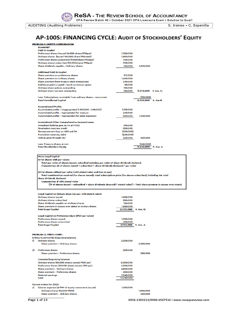 AP-100S (AP-100Q Answers & Solutions) | PDF | Certified Public ...