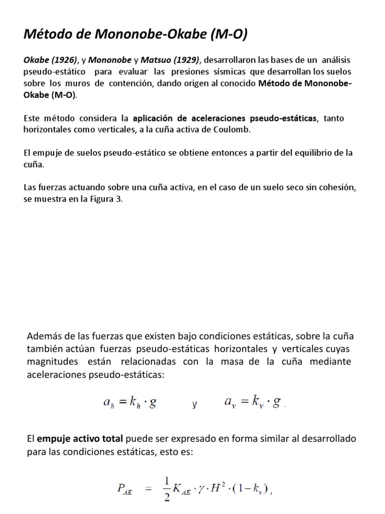 Metodo Mononobe Okabe | PDF