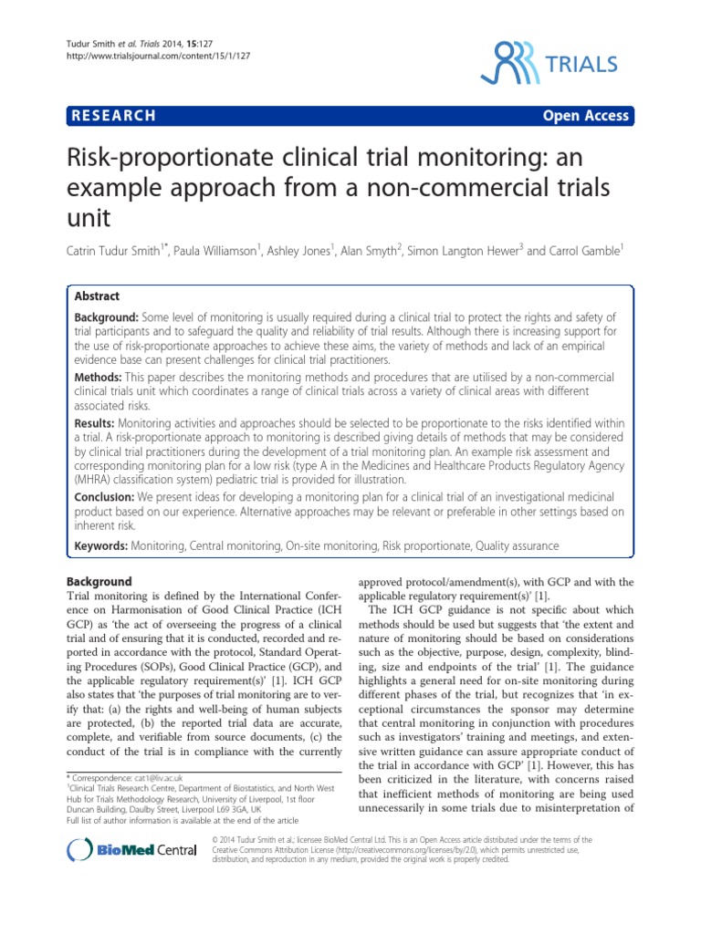 Risk-Proportionate Clinical Trial Monitoring: An Example Approach From ...