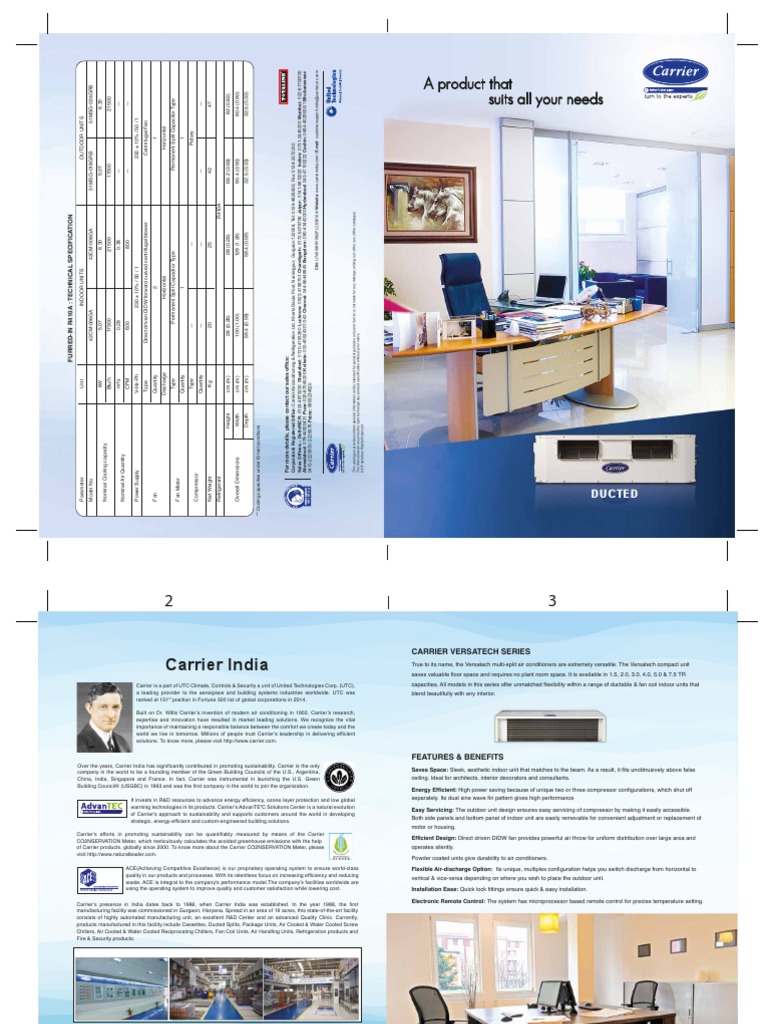 Carrier Ductable Ac 3 0 Tr Pdf Air Conditioning Efficient Energy Use