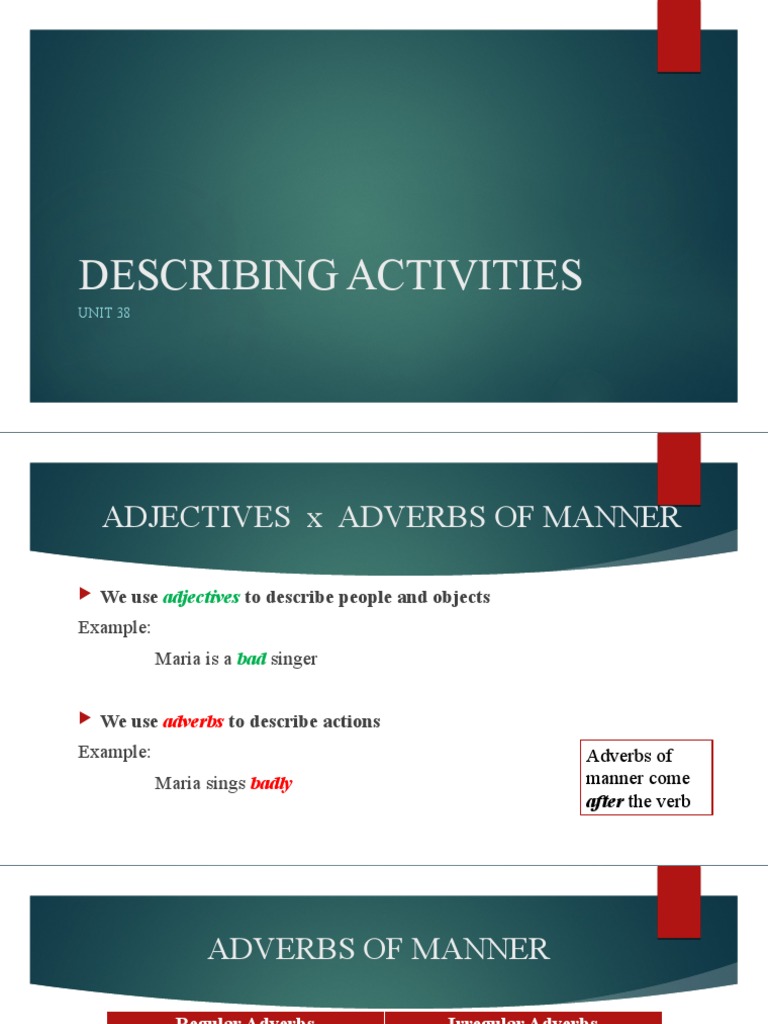 Adverbs of Manner | PDF | Adverb | Morphology