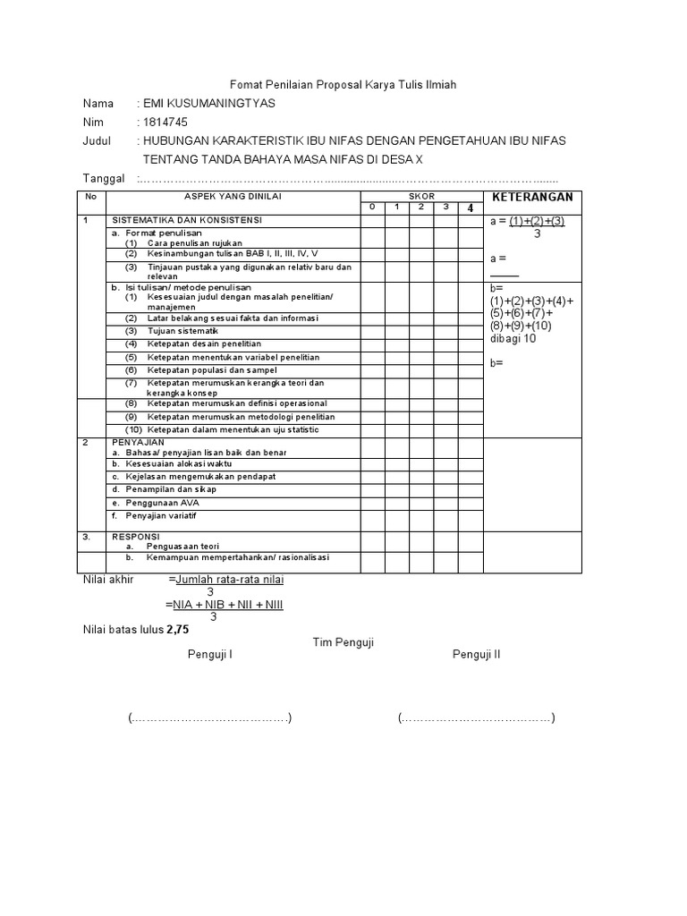 Lembar Penilaian Proposal | PDF