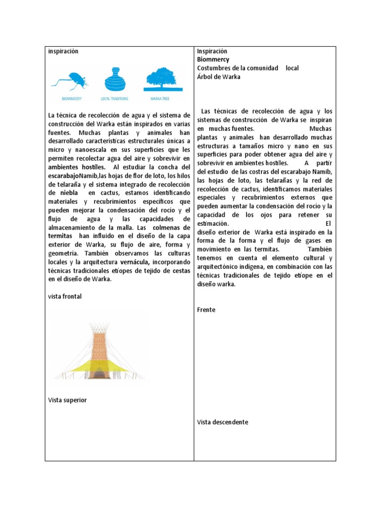 Inspiración y diseño de Warka Water | PDF | Herramientas | Agua
