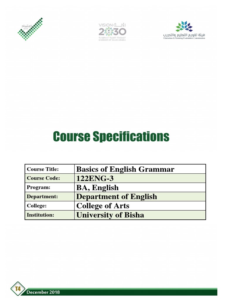 T4 - Course Specifications - L2 - 02 - 122eng-3 - Basics - English ...