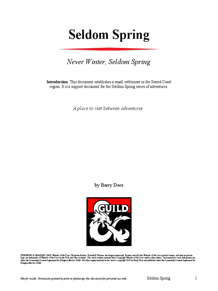 Never Winter, Seldom Spring | PDF | Forgotten Realms | Wizards Of The Coast